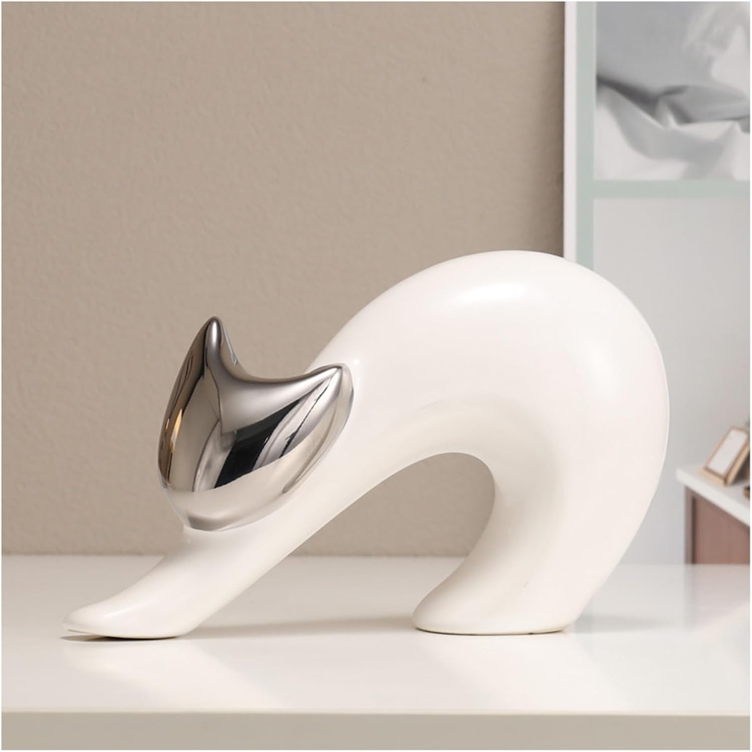 Amazon.com: AOPPLSOT Cat Deco Statue, Modern Abstract Art Sculptures ...
