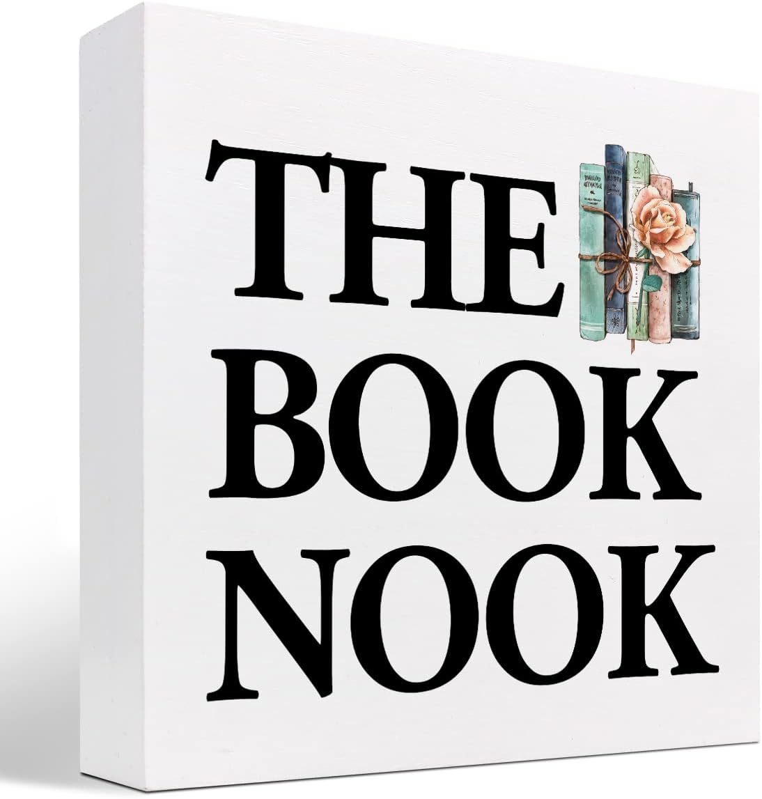 Amazon.com: The Book Nook Bookshelf Wooden Box Sign,Funny Book Lover ...