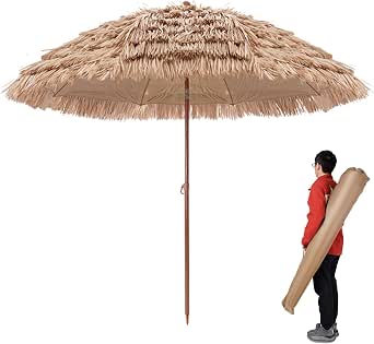 Amazon.com : Hawaii Tiki Umbrella 5ft, 10ft Tiltable Tropical Outdoor ...