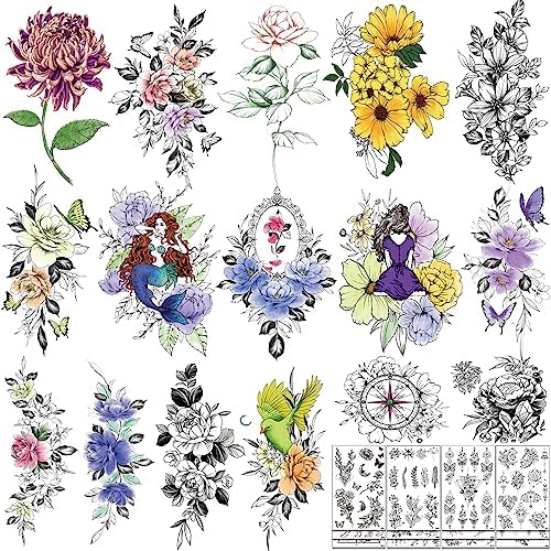Amazon.com : Realistic Temporary Tattoos For Women -110 Temporary ...