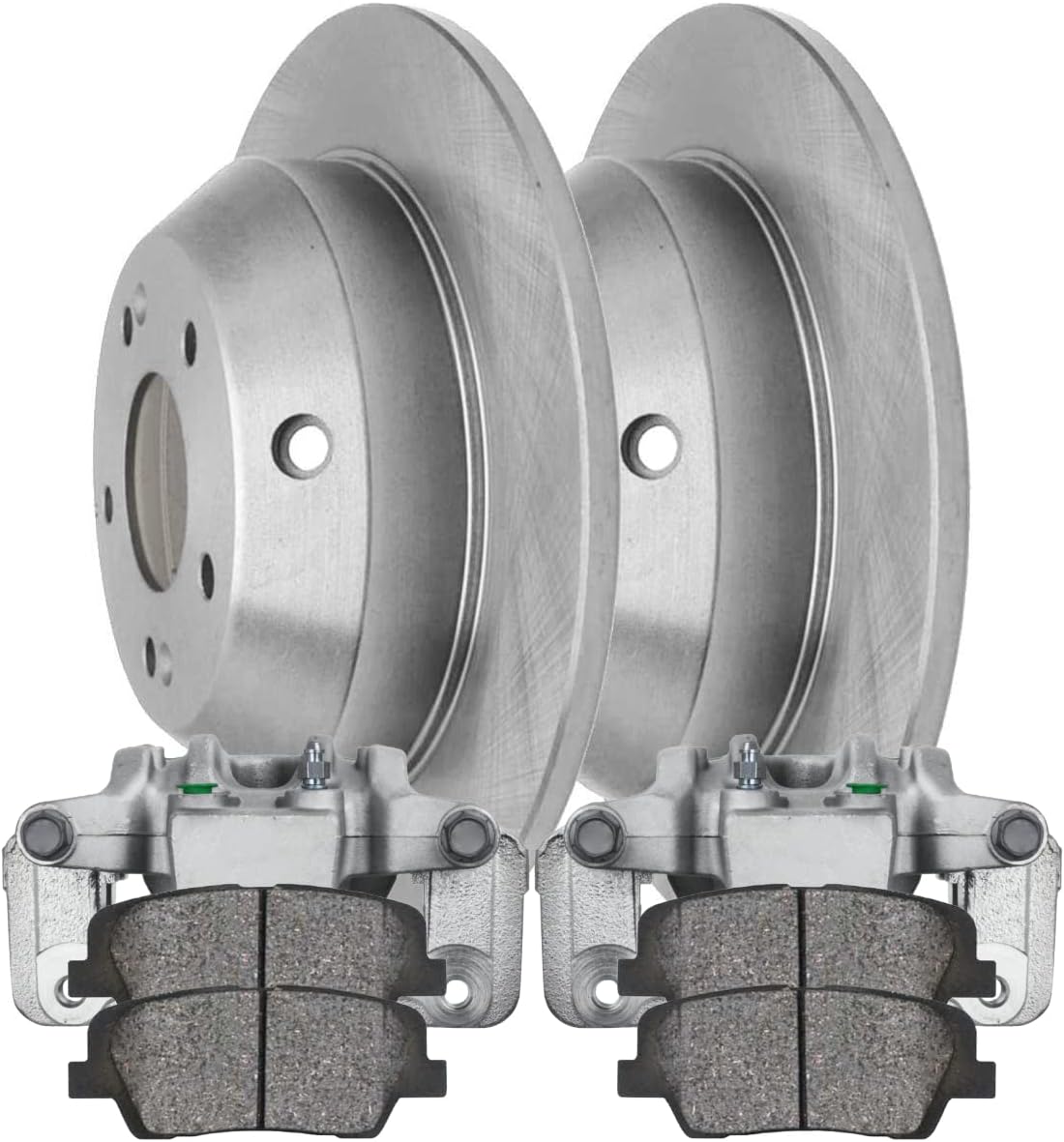 AutoShack Rear Brake Rotors Calipers and Ceramic Pads Kit Set Driver ...