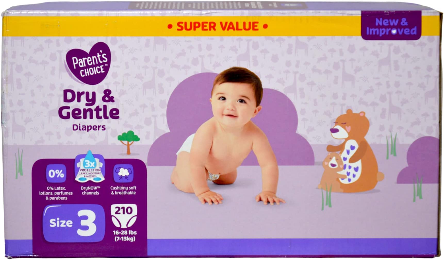 Amazon.com: Parent's Choice Diapers, Dry & Gentle Diapers Size 3 (16-28 ...