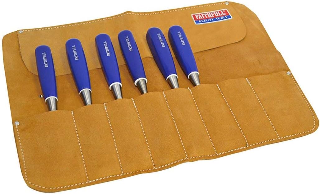 Faithfull FAILCR8 8 Pocket Leather Chisel Roll : Amazon.co.uk: DIY & Tools