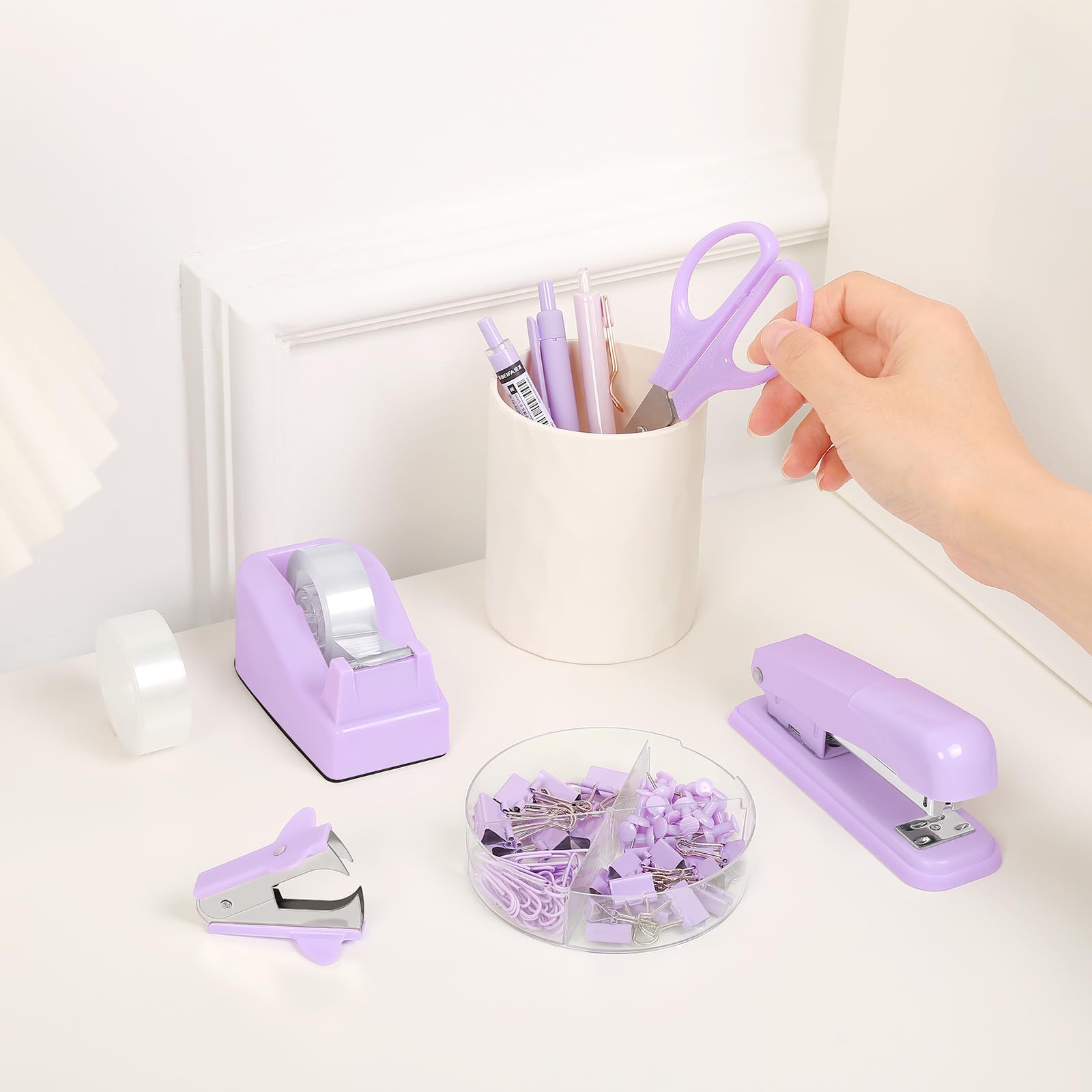 Snapklik.com : Purple Desk Accessories, Purple Office Supplies Set ...