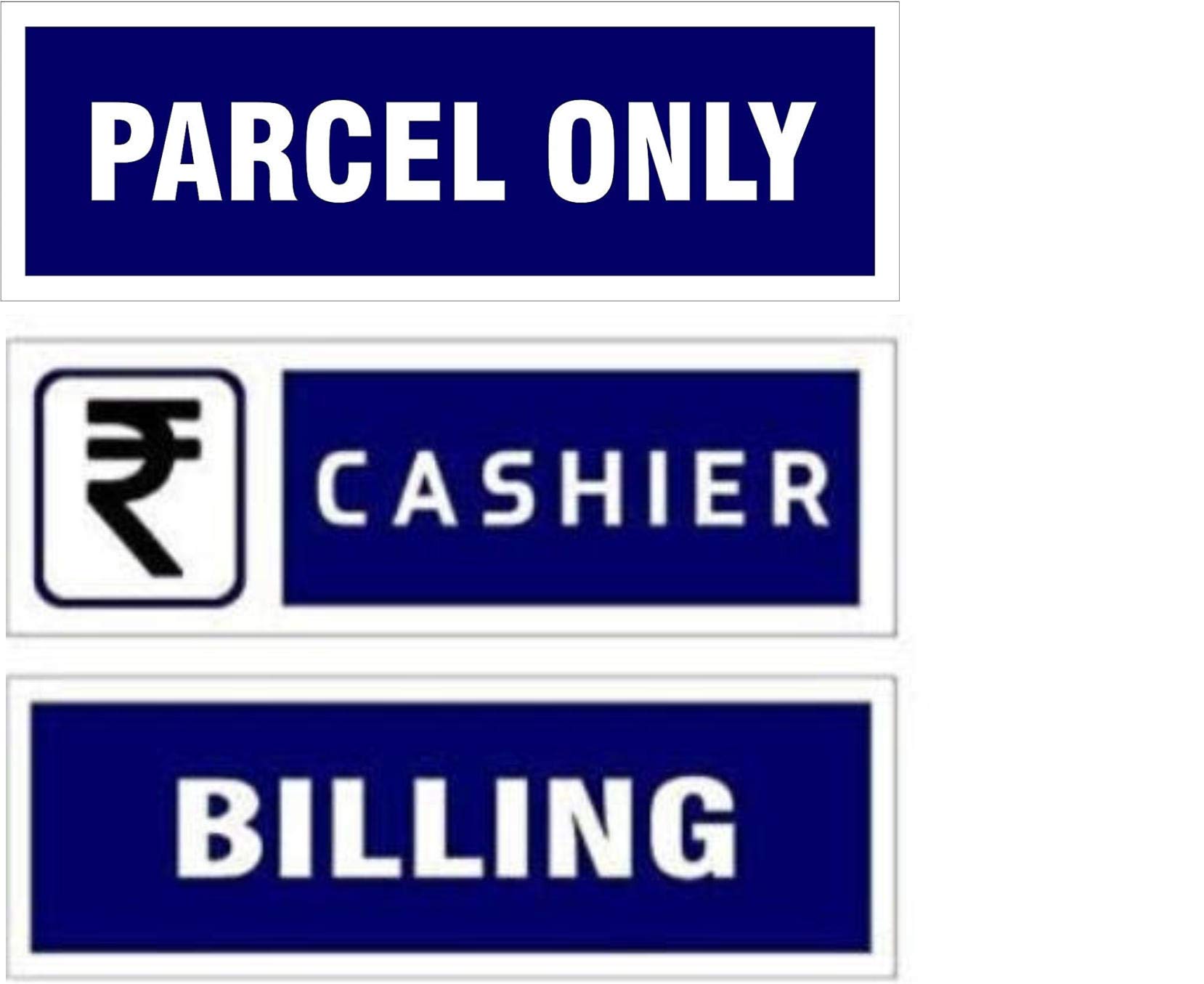 Parcel Only + Cashier + Billing Sign Board,(3 in 1 Combo) - Blue, Size ...
