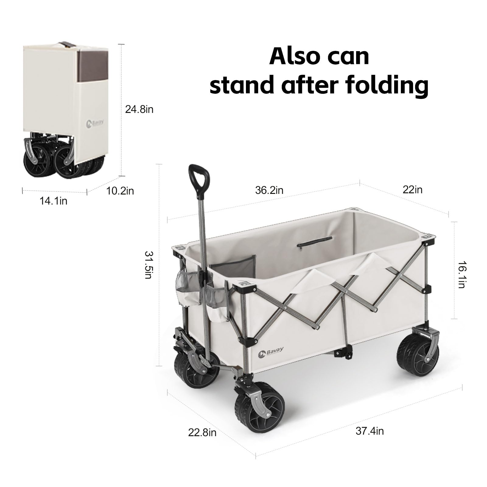 Bavay PL77 Beach Wagon with Big Wheels for Sand, Utility Grocery Wagons ...