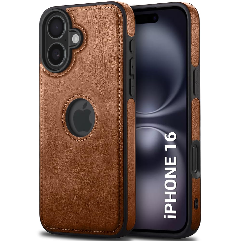 TheGiftKart Genuine Leather Finish Back Cover Case for iPhone 16 ...