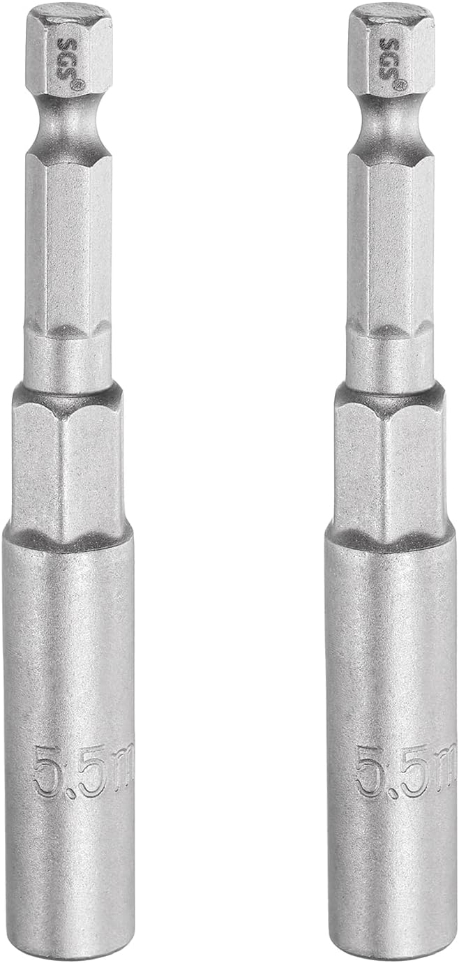 sourcing map 2pcs Nut Driver Drill Bit 5.5mm Metric Socket 1/4" Hex ...