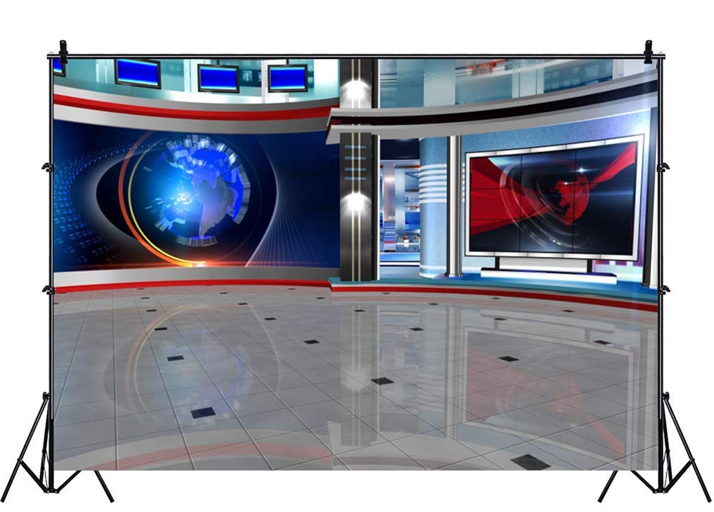 Buy Yeele 7x5ft Blue TV Studio News Anchor Backdrop Interior Television ...
