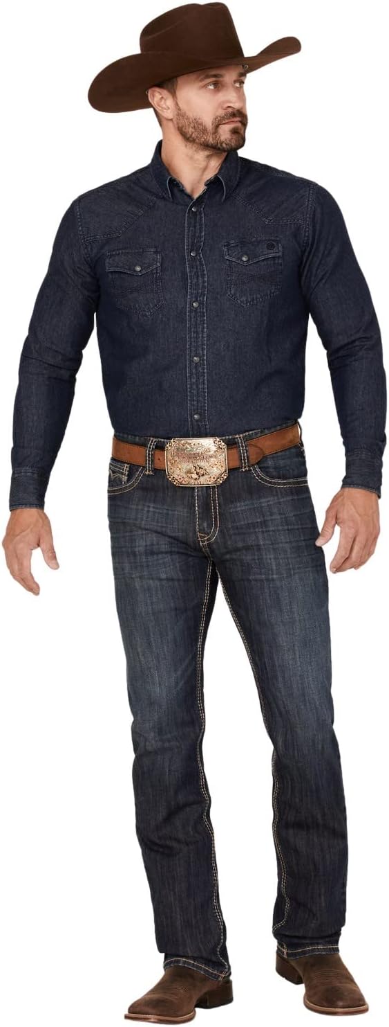 Rock & Roll Denim Men's and Revolver Dark Wash Stretch Slim Straight ...