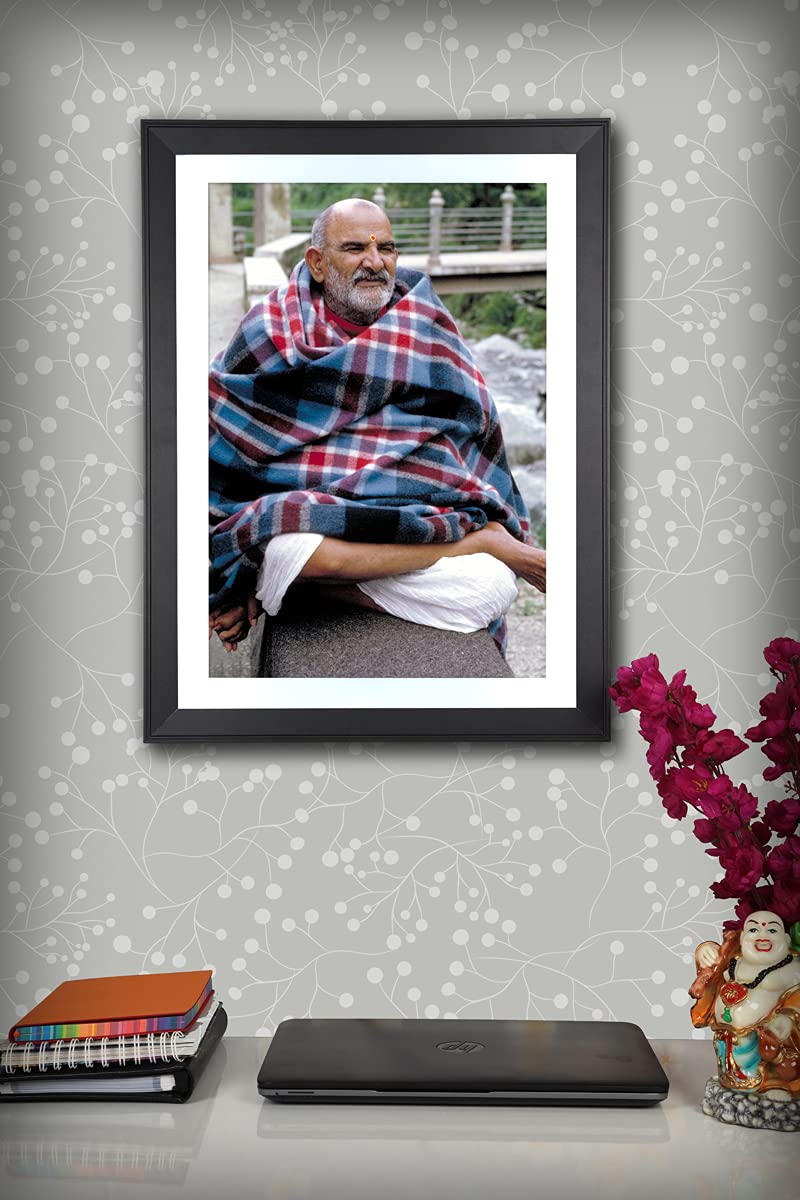 Buy DWELLSINDIA Neem Karoli Baba LED Light Aluminium Frame (Powder ...