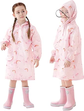 Amazon.com: Kids Raincoats Girls Rain Poncho Rain Jacket Children Rain Wear Rainwear : Clothing ...