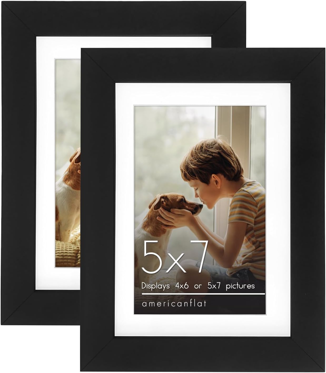 Americanflat 7x5 Photo Frames in Black - Set of 2 - Use as 6x4 Photo ...