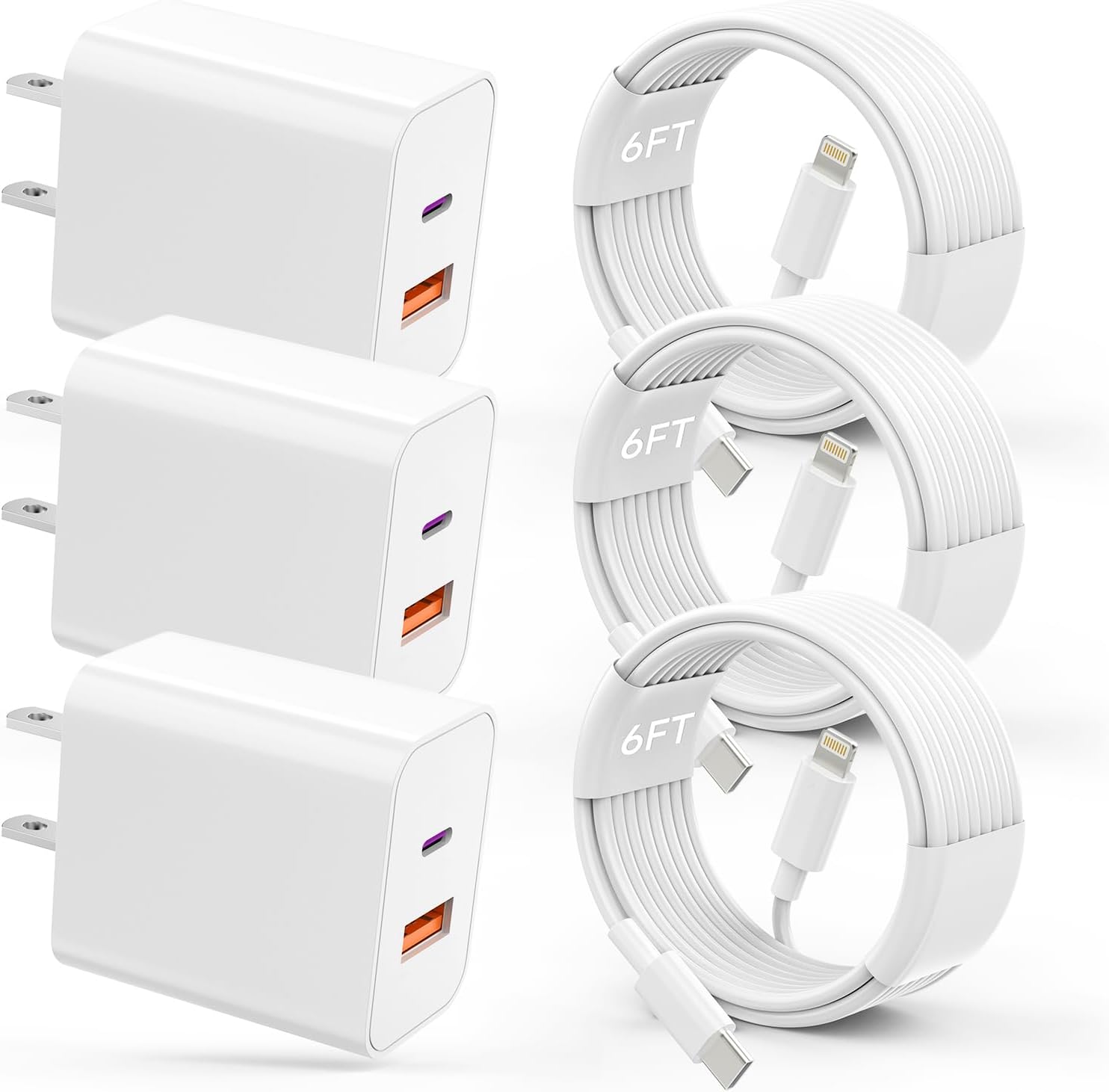 Amazon.com: USB C Charger iPhone Charger Fast Charging 3Pack 20W PD+QC3 ...