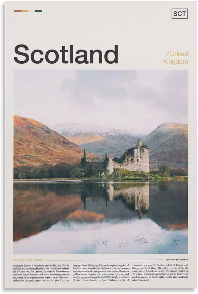Amazon.com: Scotland Poster, Scotland Print, Scotland Modern Home Wall ...