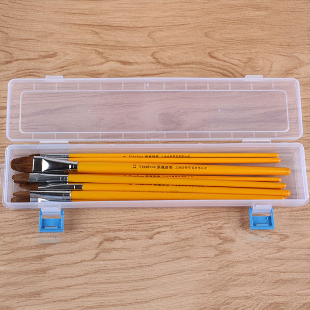 Snapklik.com : JCBIZ Transparent Brushes Storage Box Paint Brush Drawing Pen Container