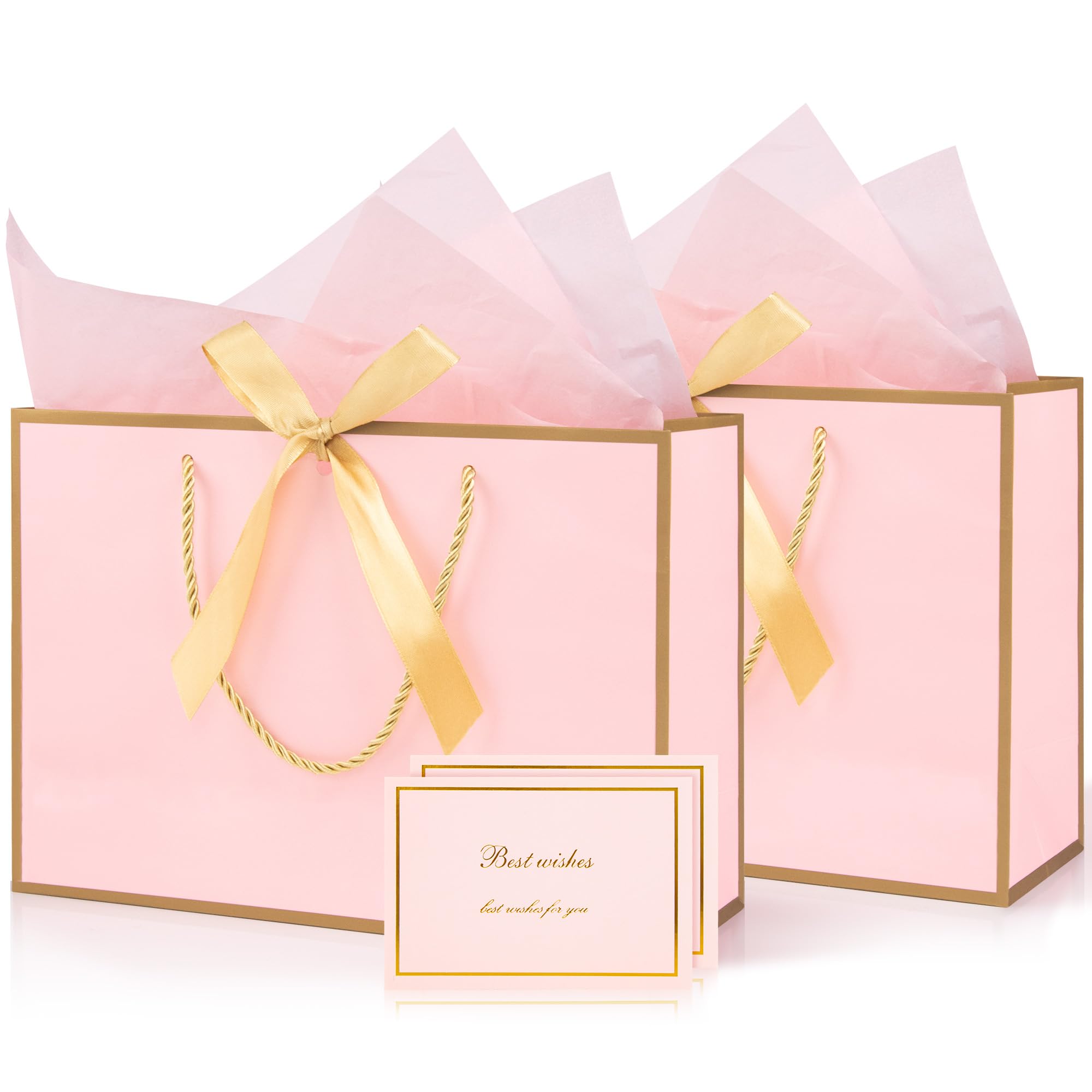 Medium Pink Gift Bag, 2pcs Present Bags with 4 Wrappers and 2 Cards ...