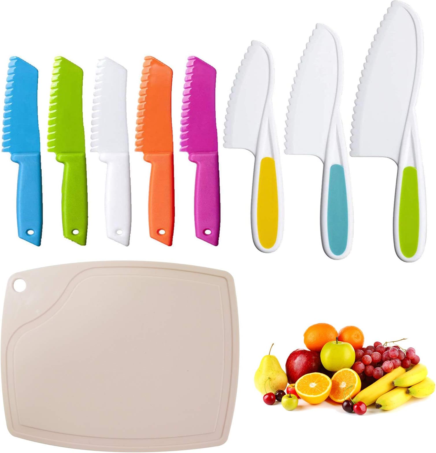 Amazon.com: 8 Pcs Kid Plastic Kitchen Knife Set for toddler, Toddler’s ...