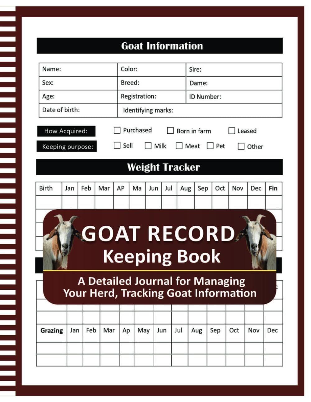 Goat Record Keeping Log Book: A Journal Designed for Goat Owners to ...