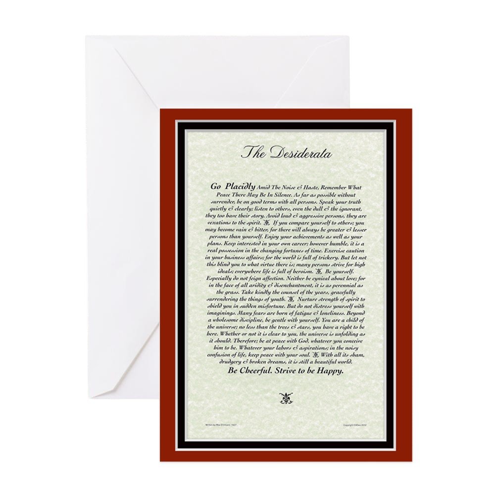 Buy CafePress - The Desiderata Poem By Max Ehrmann - Greeting Card ...