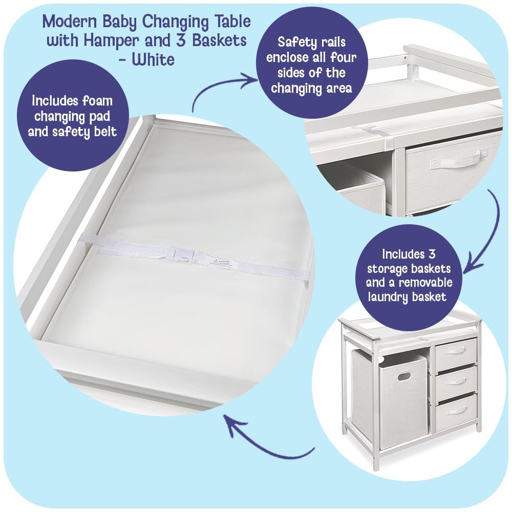 Snapklik.com : Badger Basket Modern Baby Changing Table - Nursery Furniture