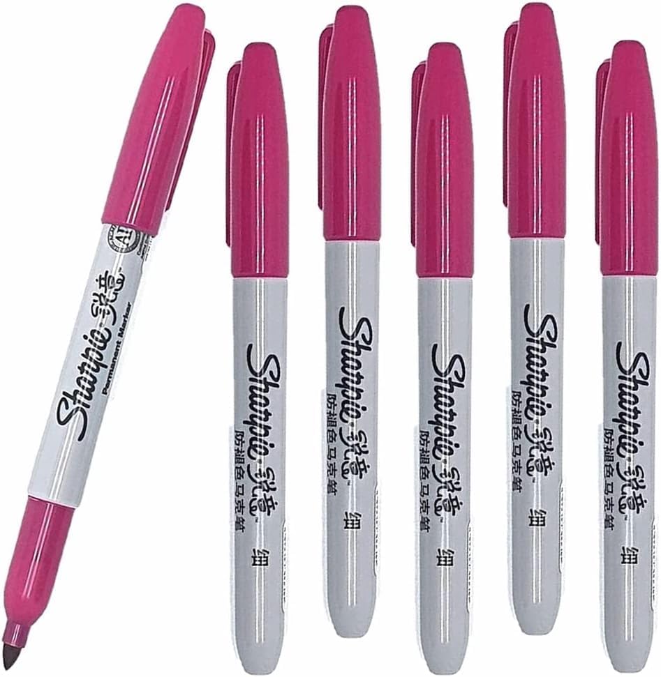 6 x Sharpie Permanent Marker Pens with Fine Point Tip for Paper, Metal ...