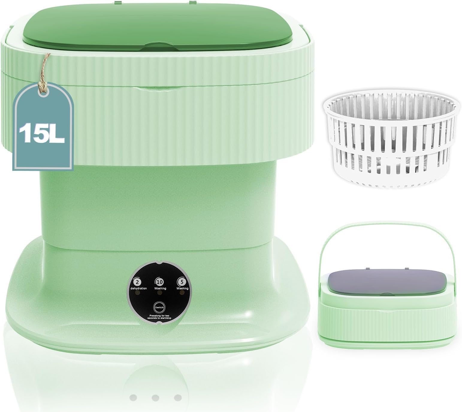 Amazon.com: Portable Washing Machine, 15L Large Capacity, Small Compact Foldable Washer with ...