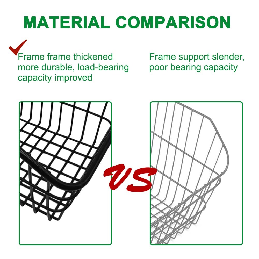 Rear Bike Basket, Waterproof Metal Wire Bicycle Baskets with Reflective ...
