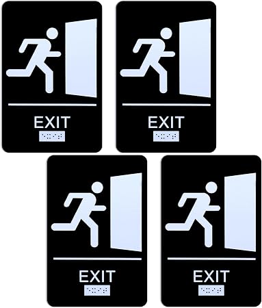 Ninehaoou 4 Pcs Exit Signs for Business ADA Compliant Exit Sign with ...