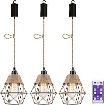 3er Pack Battery Operated Pendant Light Indoor Chandelier Hanging Lamp ...