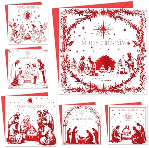 Pack of 12 Religious Christmas Cards 2024 with Envelopes - Luxury ...