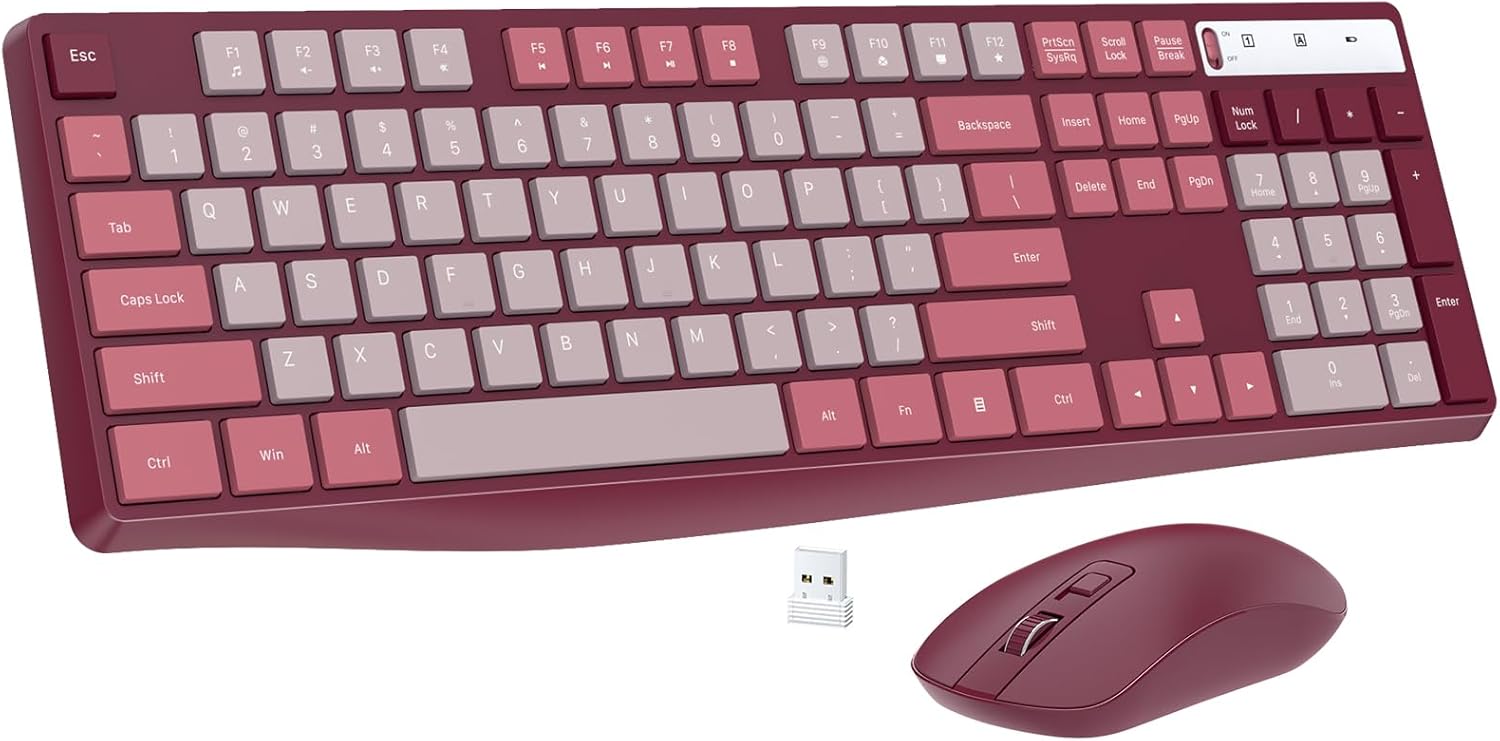 Amazon.com: Lovaky - Combo de teclado y mouse inalámbricos, mouse ergonómico de tamaño completo ...