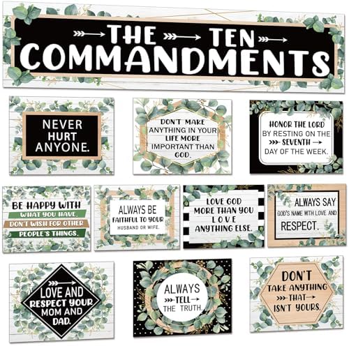 Amazon.com : Eucalyptus Ten Commandments Poster for Kids Sunday School ...