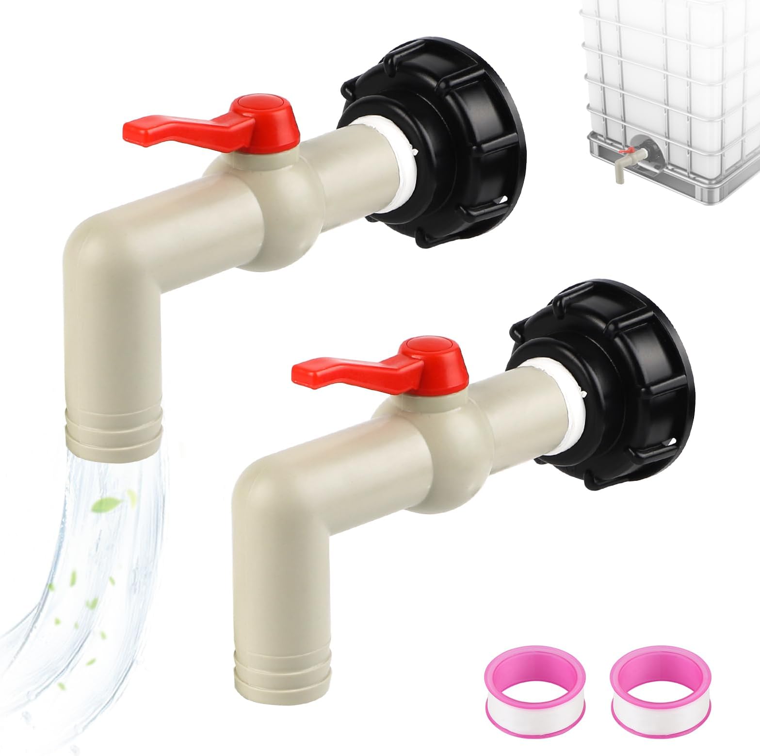 SWAWIS 2 Pièces Robinet Cuve 1000L Adaptateur Cuve S60x6 Filetage Grossier Adaptateur de ...