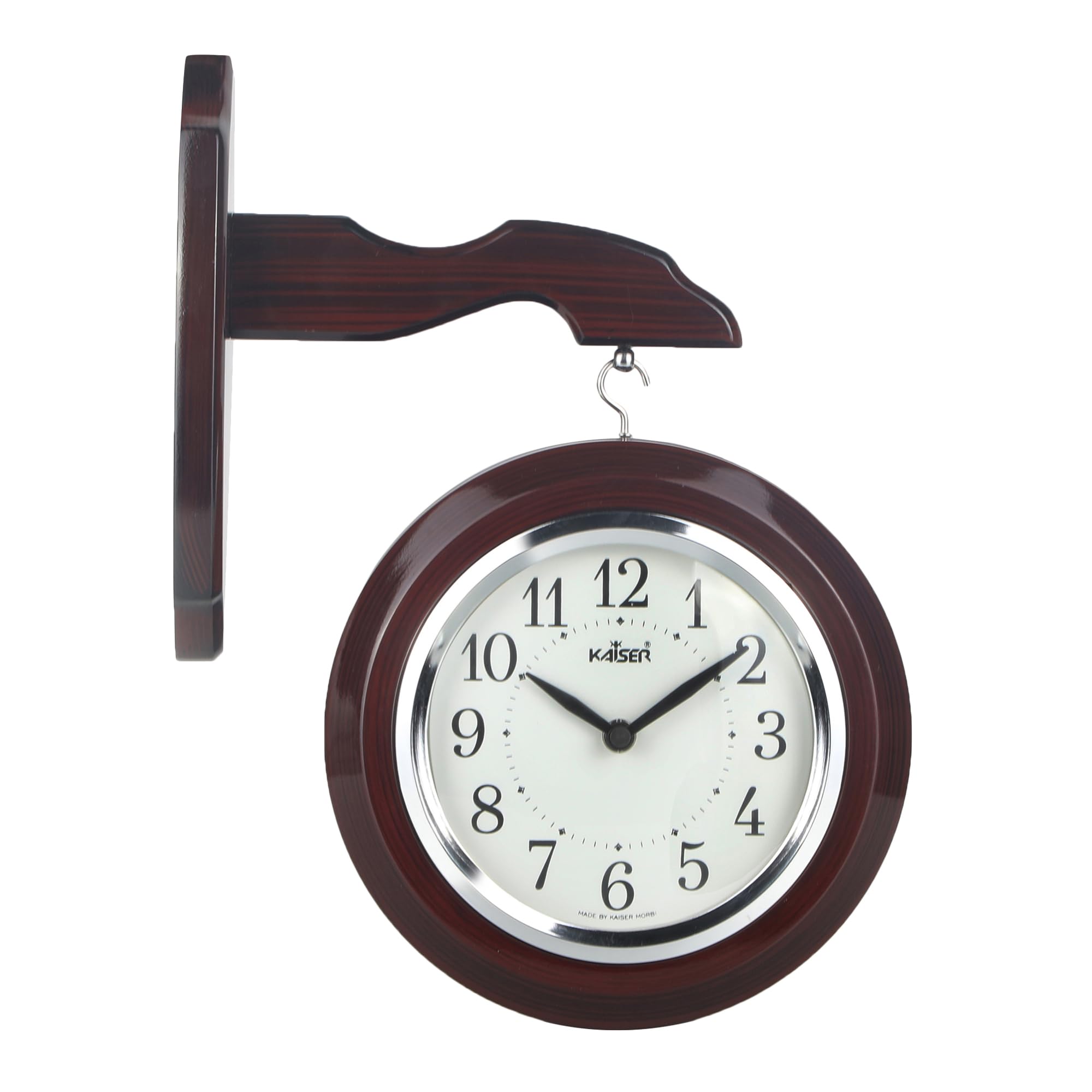 Buy KAISER 12 Inch Quartz Dual Side Wall Clock - Soft Ticking Wooden ...
