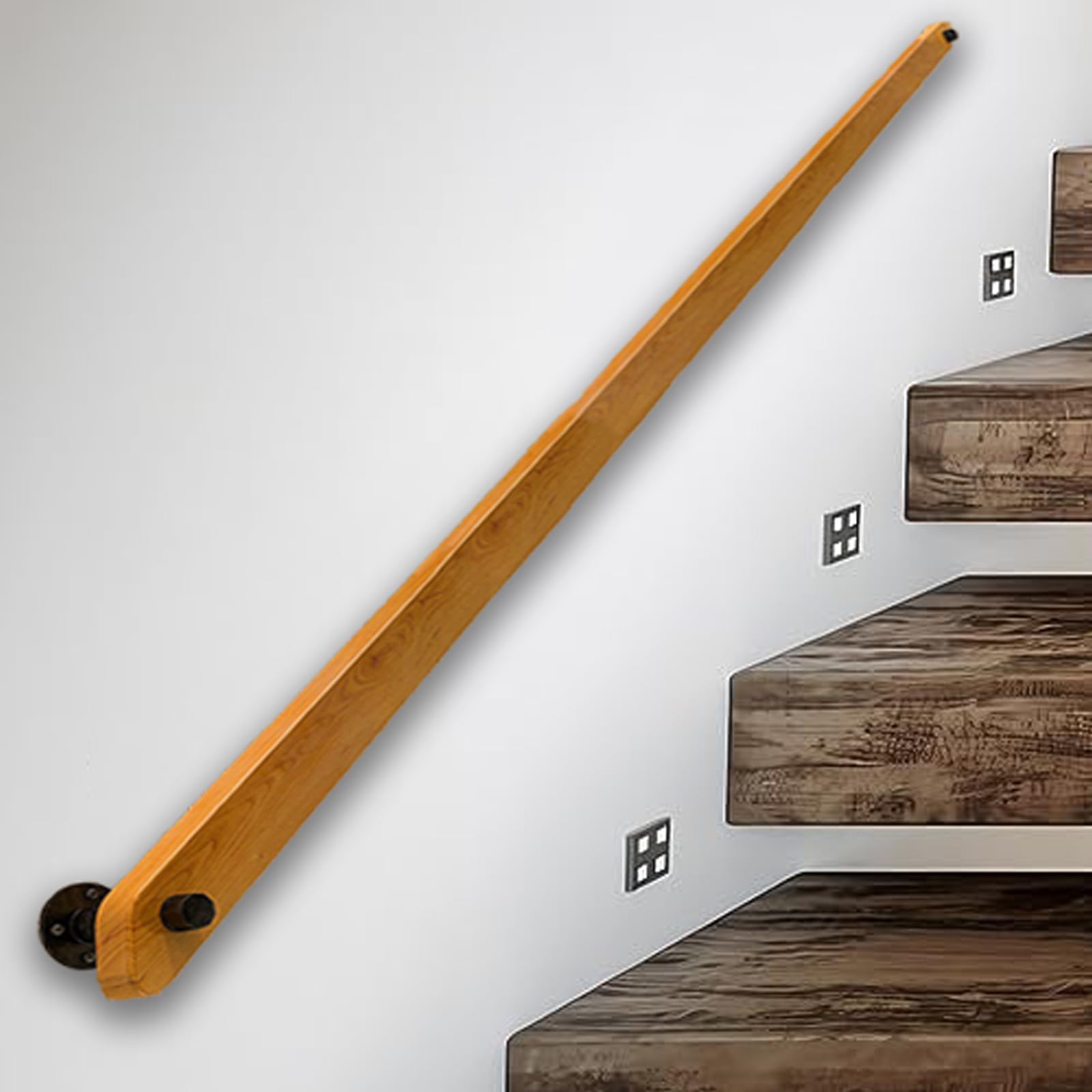 Snapklik.com : Wooden Stair Handrails, Safety And Non-Slip, Single ...