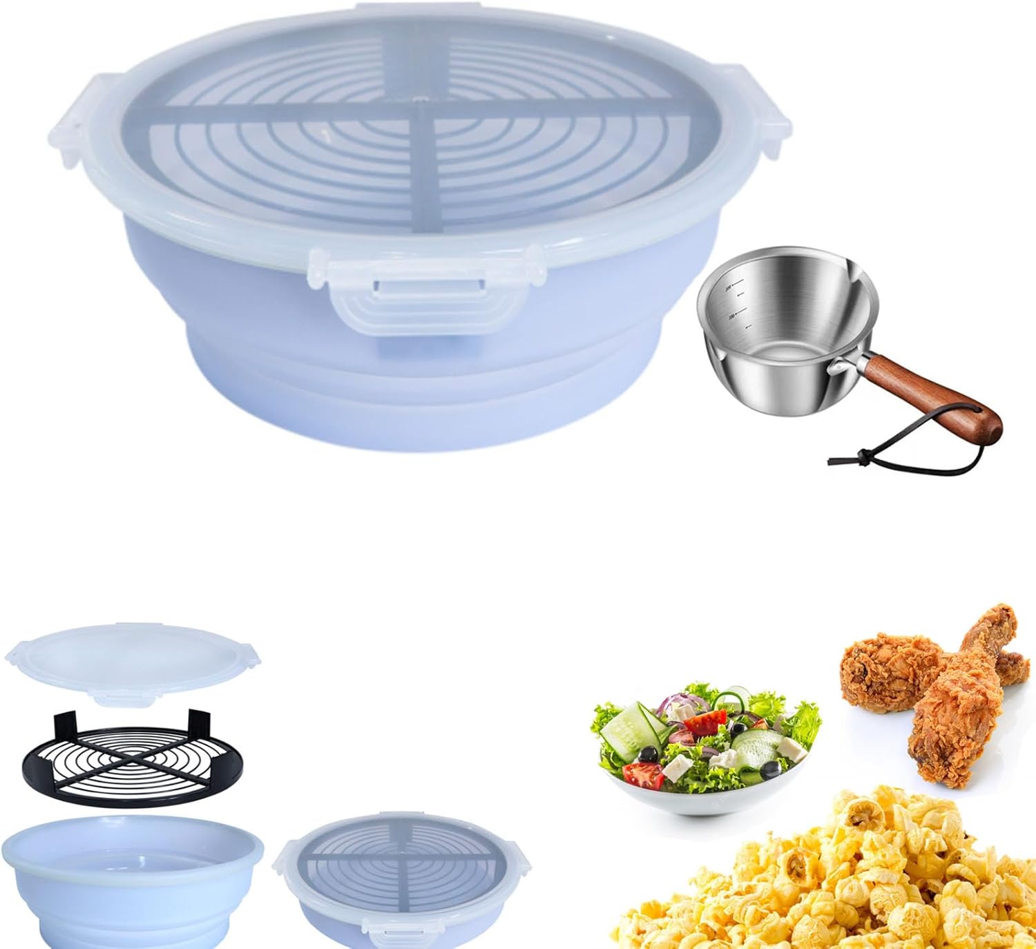 Amazon.com: Multifunctional 2.8-Quart Large Batter Bowl with Lid,Tray ...