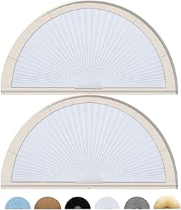 Amazon.com: Jlong 2 Pcs 48x24 Arch Window Shade Half Circle Round Pleated Blinds No Tools Arched ...