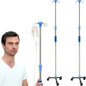 Amazon.com: Hicarer 2 Pcs IV Pole Removable IV Stand with 3 Wheels and ...