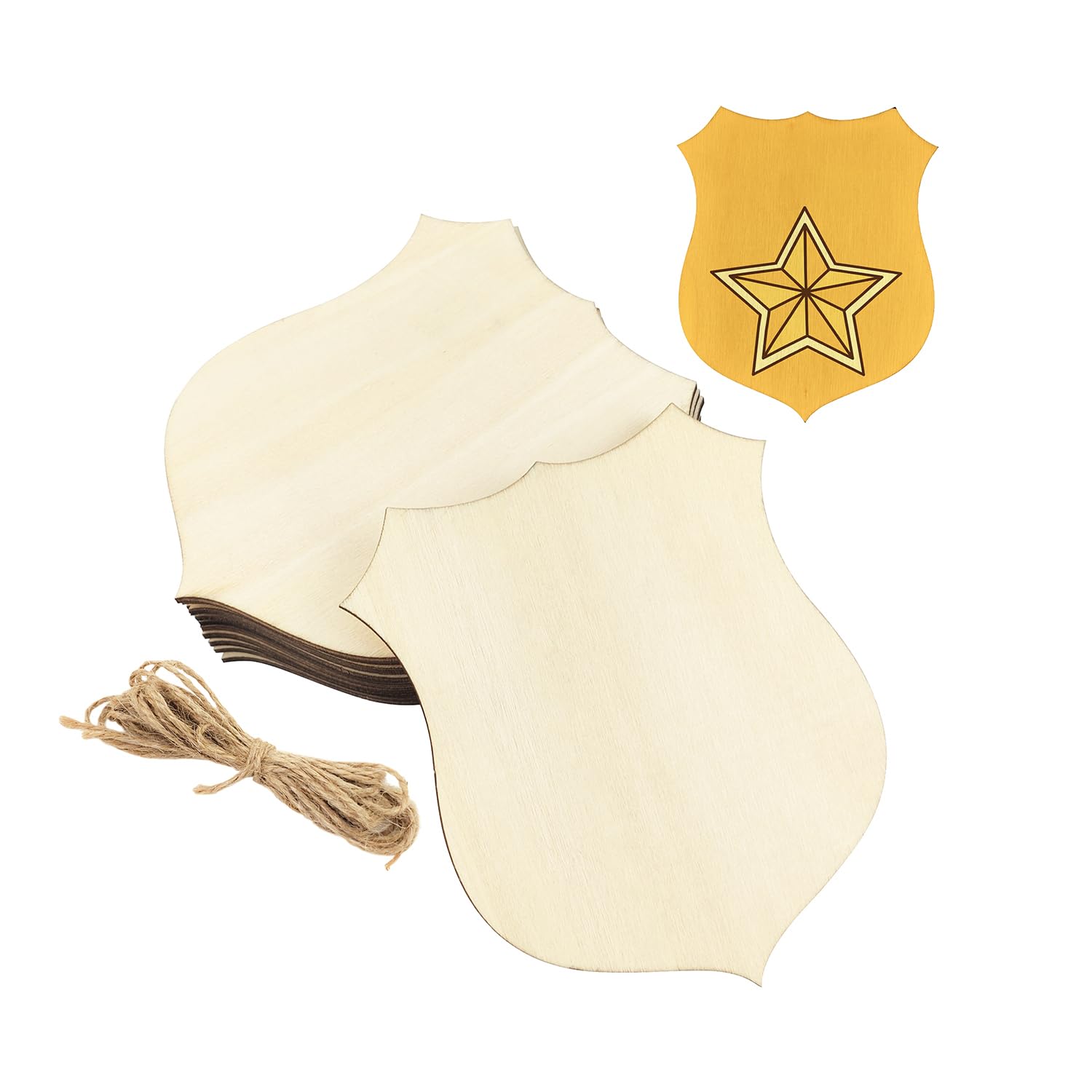 Amazon.com: 30 Pack 4 Inch Wood Badge Shield Cutouts Unfinished Wood ...