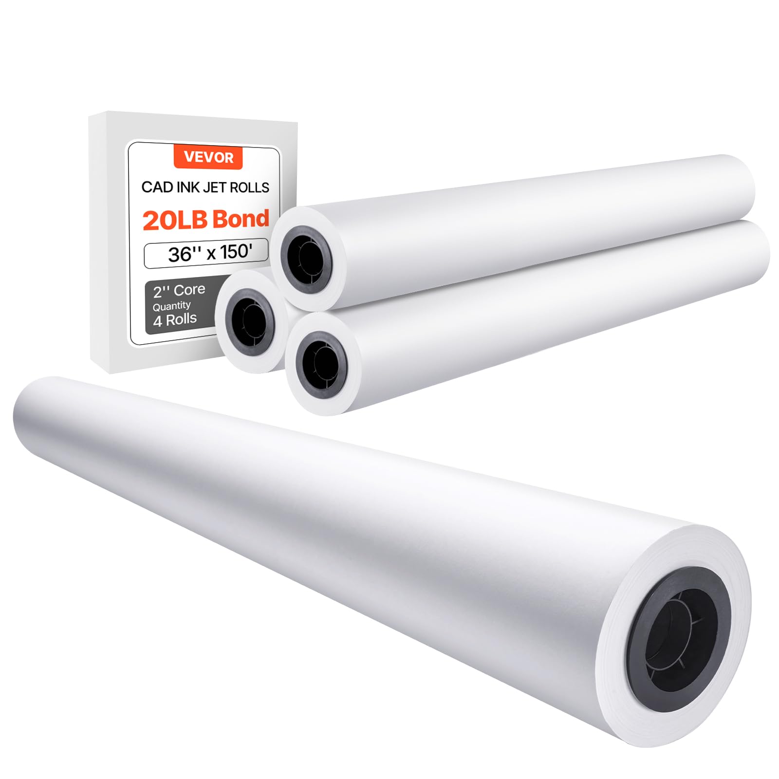 Snapklik.com : VEVOR Wide Format Paper, 36 In X 150 Ft Plotter Paper, 4 ...
