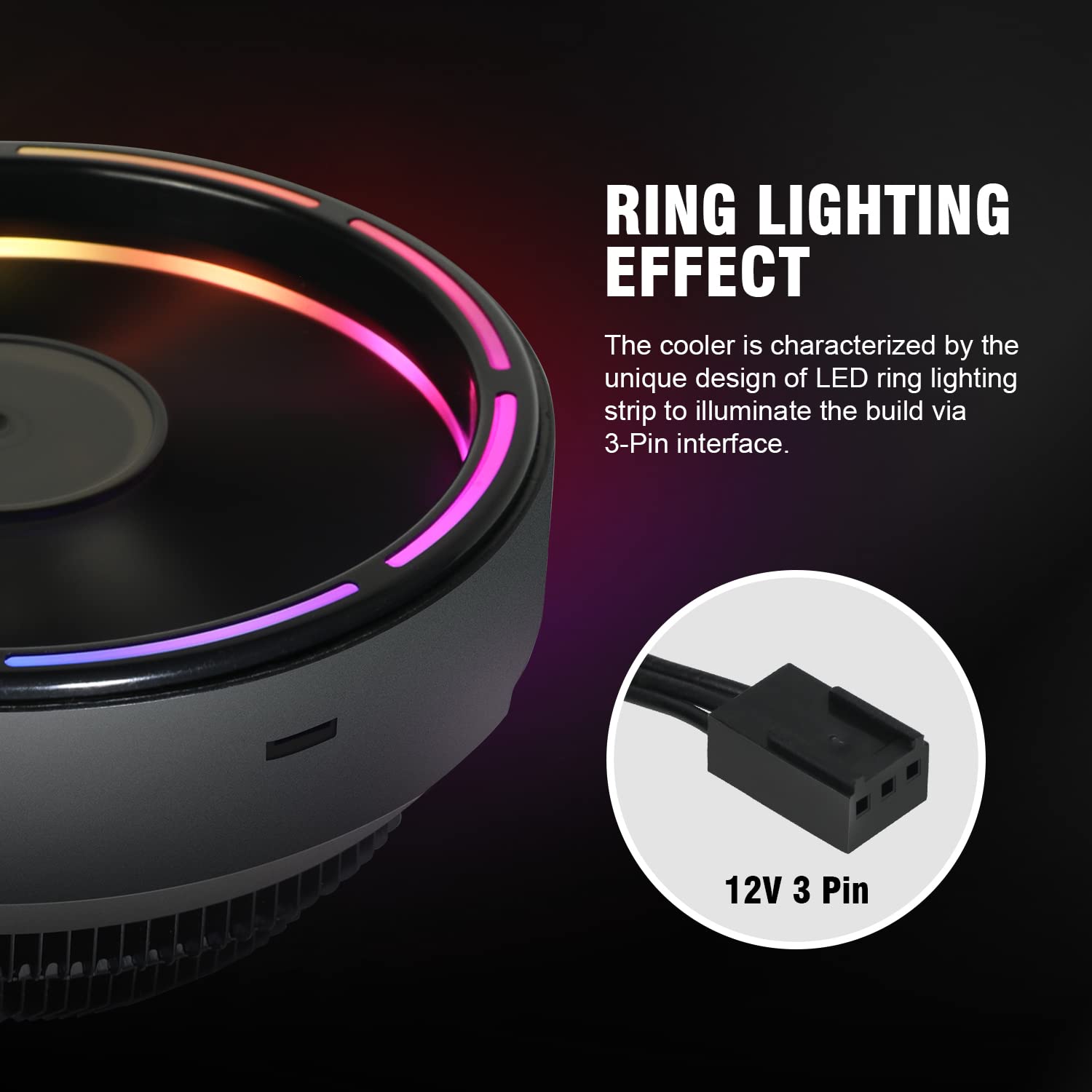 Snapklik.com : M2 CPU Cooler, Black Aluminum Fins LED Ring Lighting ...