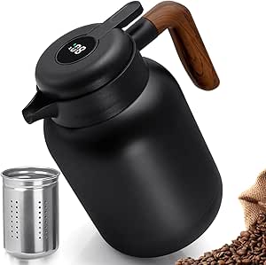 Thermos da 1,5 l, caffettiera a doppia parete, in acciaio inox 304, teiera termica con colino ...
