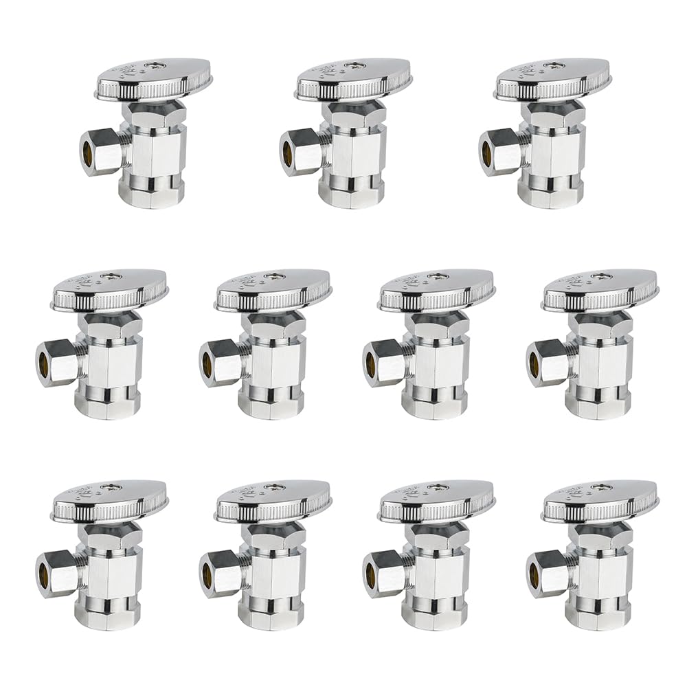 (Pack of 10) EFIELD Multi-Turn Angle Stop Valve 1/2" Fip Iron Pipe x 3/ ...