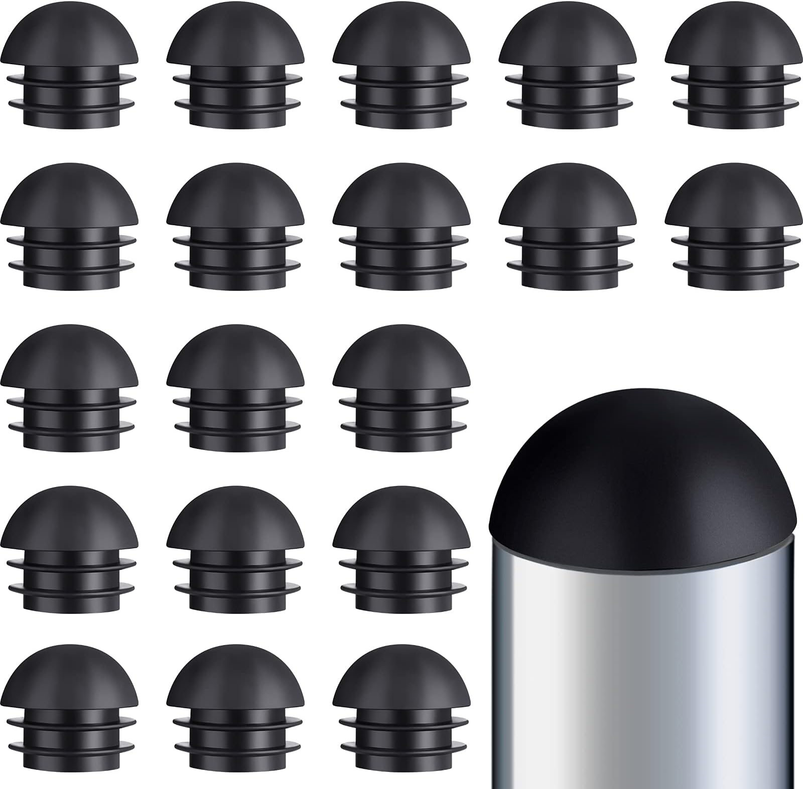 Amazon.com: Blulu 20 Pieces 1 Inch Round Black Plastic Chair Leg ...