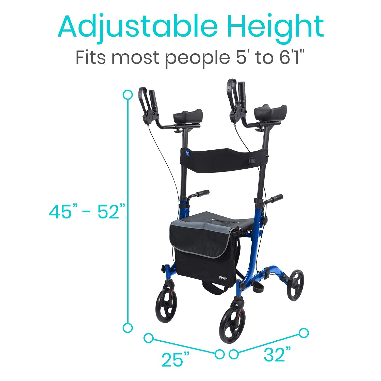 Vive Mobility Upright Rollator Walker for Seniors with Seat and ...