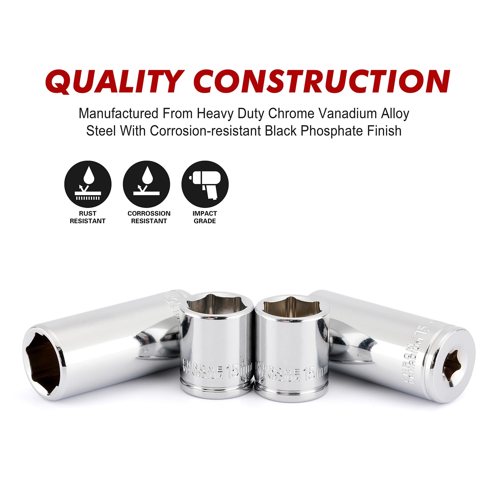Snapklik.com : CASOMAN 4 Pieces 1/4-Inch Drive Impact Shallow Socket ...
