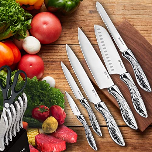 Knife set, HISSF Knife Set for Kitchen with Block, 14 Piece Kitchen ...