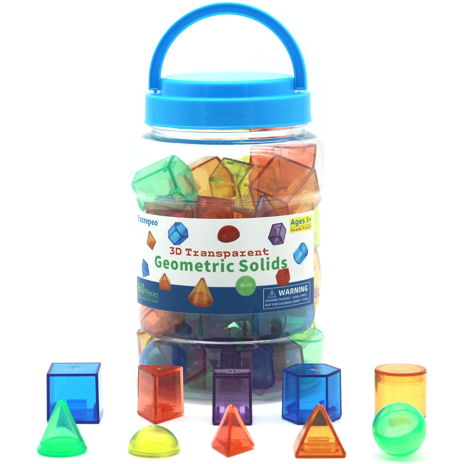 Amazon.com: Vatrepeo 60 Pcs Translucent 3D Shapes for Teaching Light ...