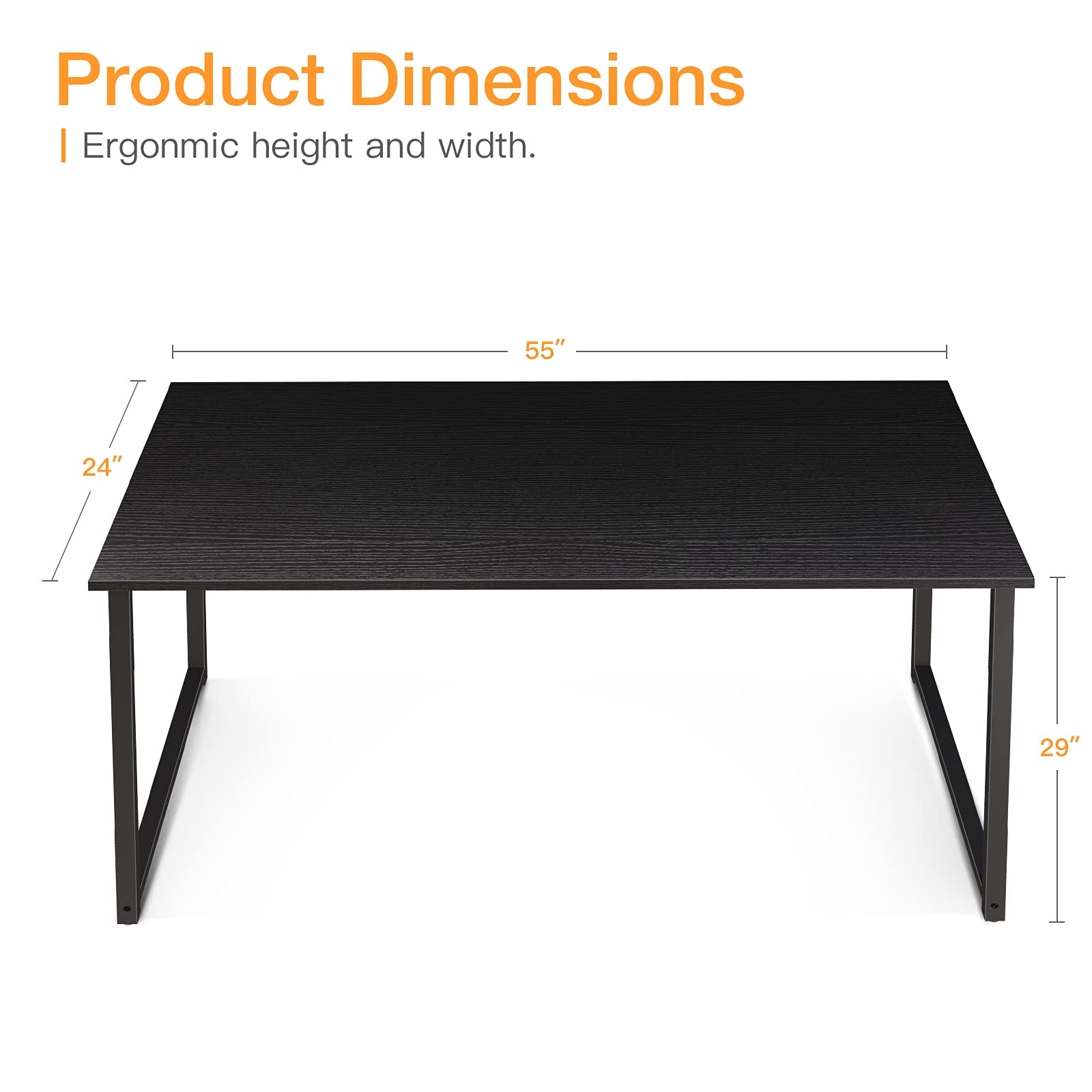 Coleshome Computer Desk 55", Modern Simple Style Desk for Home Office ...